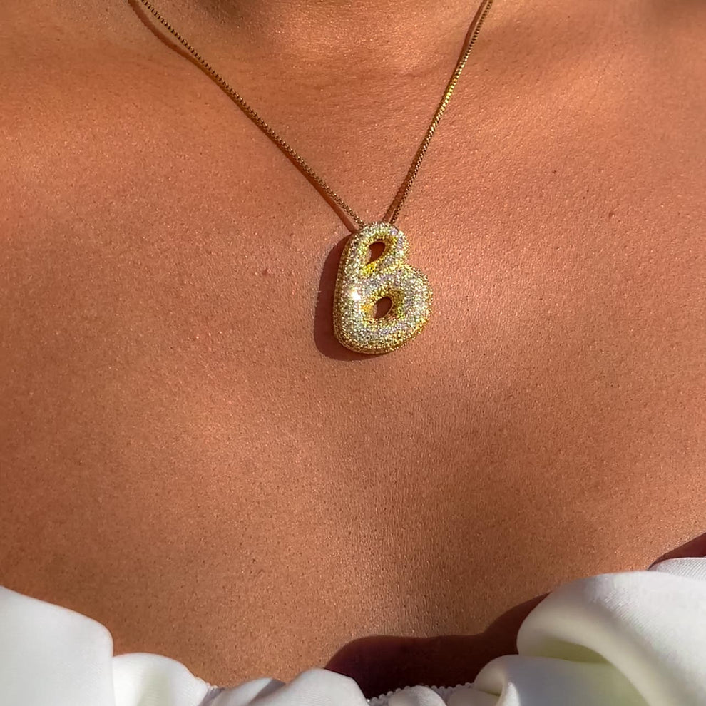 Chunky Diamond Bubble Letter Necklace – Solstress
