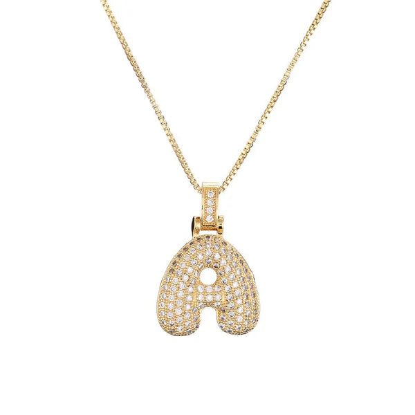 Pave Bubble Initial Necklace - Gold – Solstress
