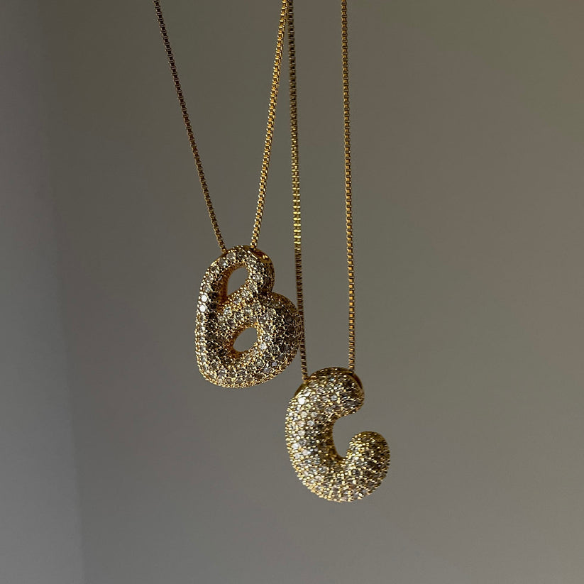 Chunky Diamond Bubble Letter Necklace – Solstress