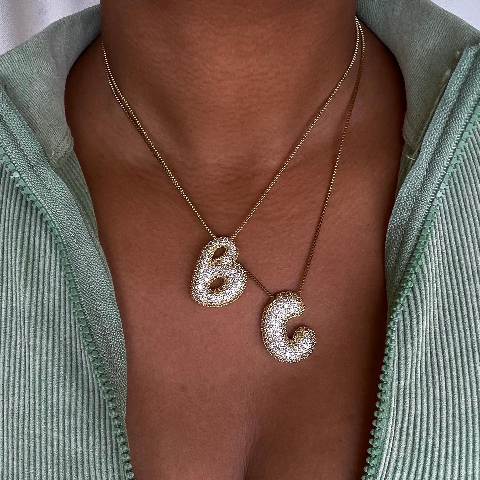 Chunky Diamond Bubble Letter Necklace – Solstress